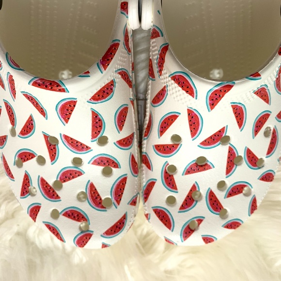 CROCS | Shoes | Crocs Watermelon Classic Clogs Summer White Shoes ...